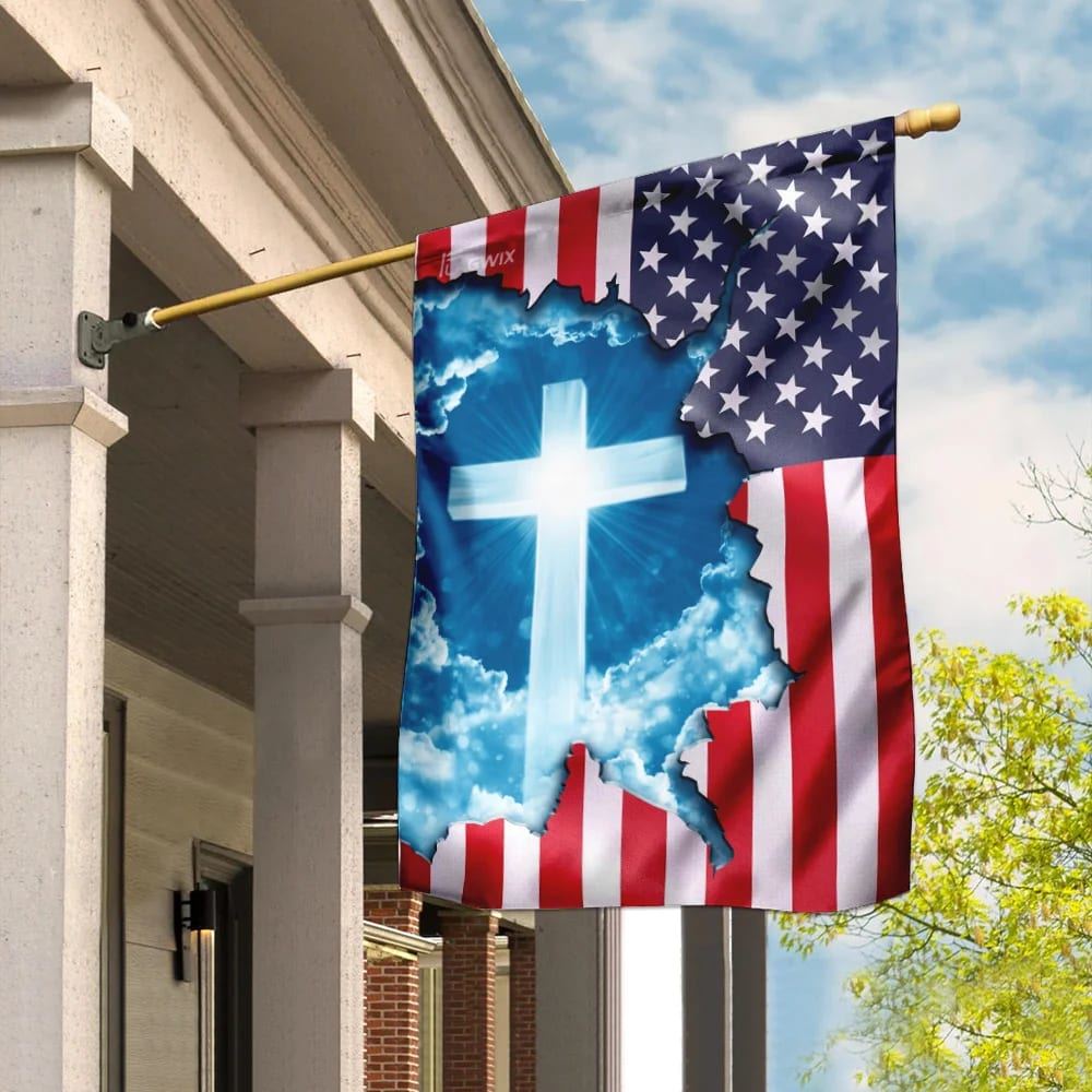 God Jesus Christian Cross American House Flags, Christian Flag, Script ...