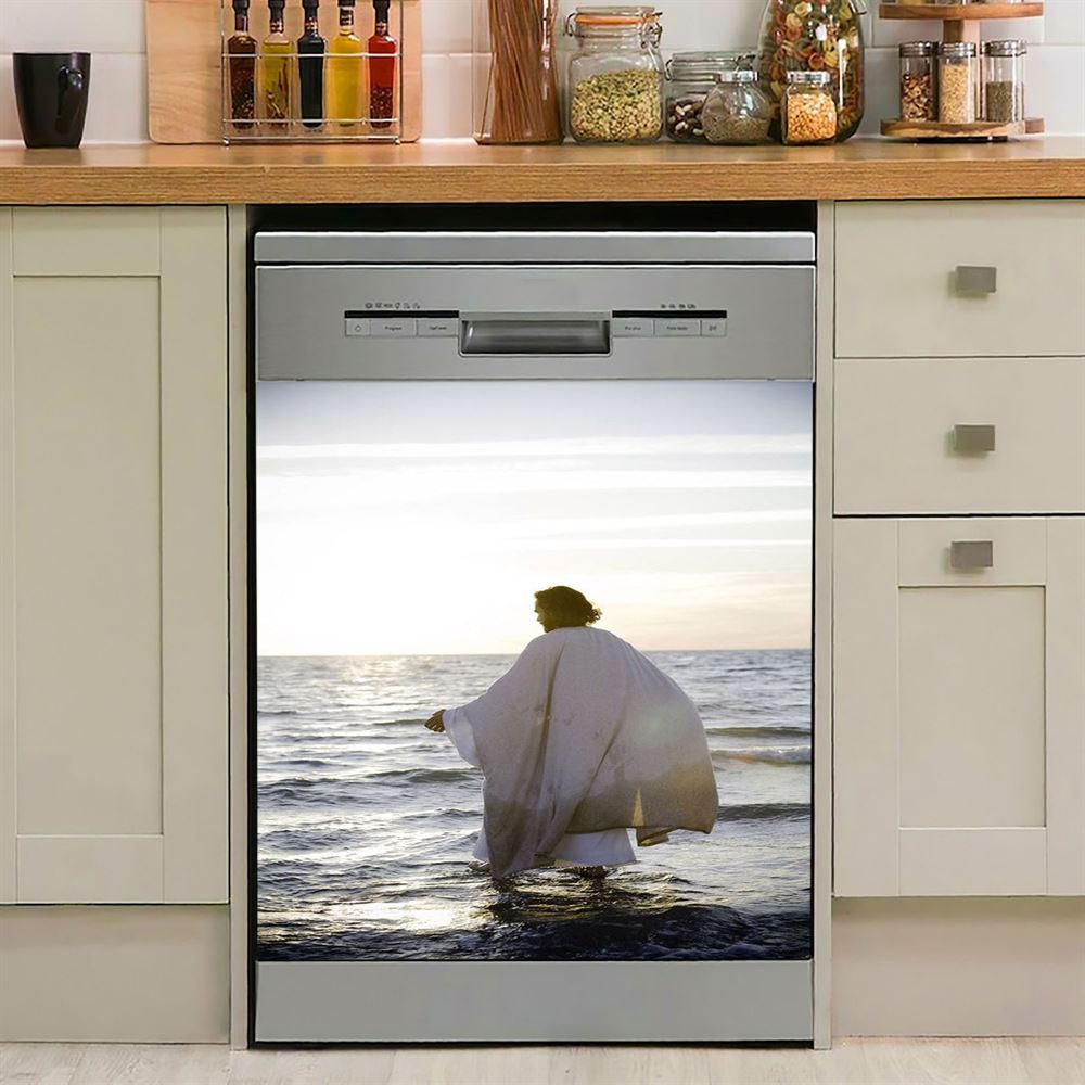 Jesus Walks On Water Cross Light Dishwasher Cover, Jesus Portrait Dish ...