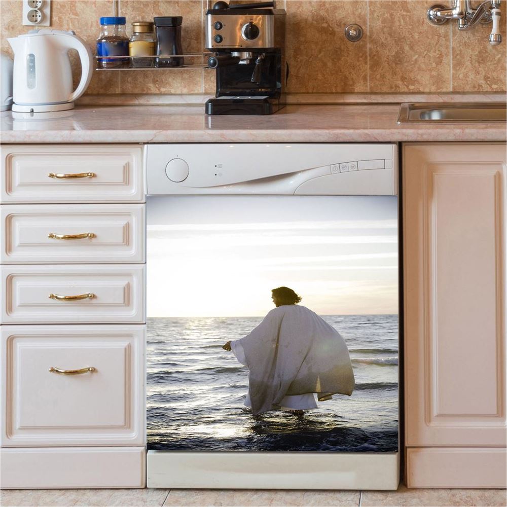 Jesus Walks On Water Cross Light Dishwasher Cover, Jesus Portrait Dish ...