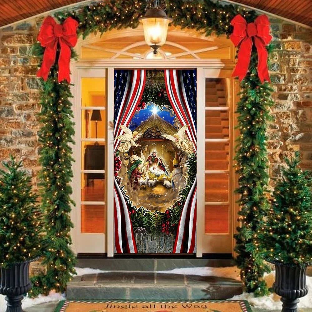 Nativity Of Jesus Christmas Door Cover, Christian Door Decor, Door Chr ...