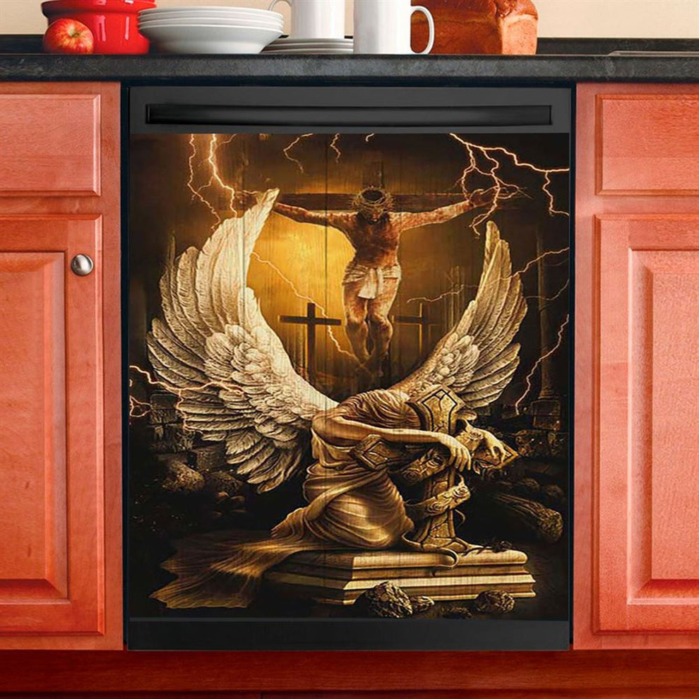 Stunning Angel Wings Jesus On The Cross Dishwasher Cover, Inspirationa ...